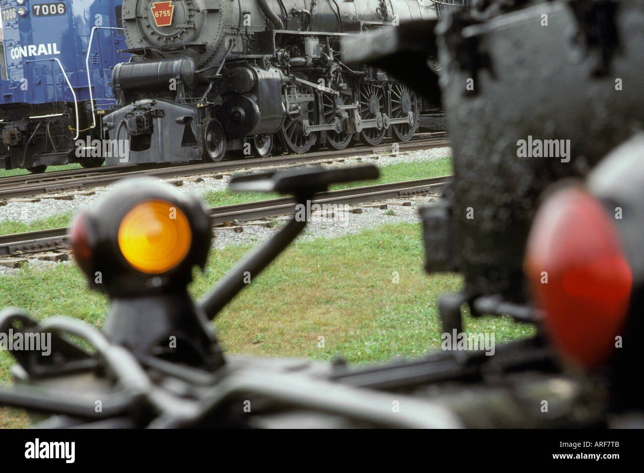 front end old fashion steam locomotive signal lamp Stock Photo - Alamy