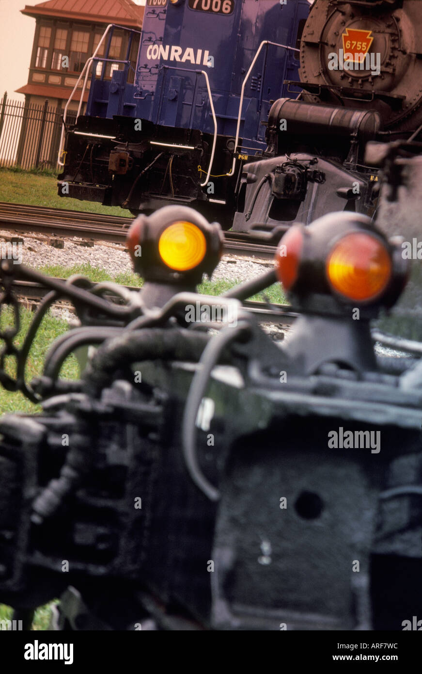 front end old fashion steam locomotive signal lamp Stock Photo - Alamy