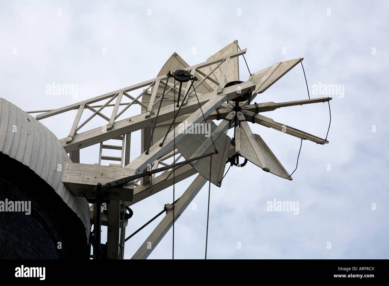 Tail mechanics for steering into wind of eight sail windmill Heckington ...