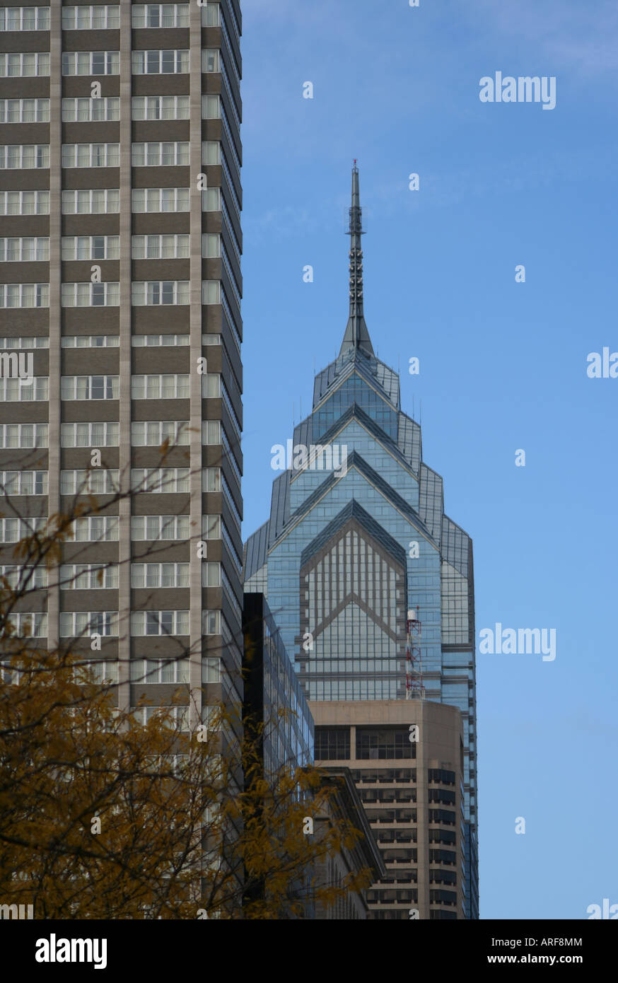 One Liberty Place part of Philadelphia skyline viewed from street ...