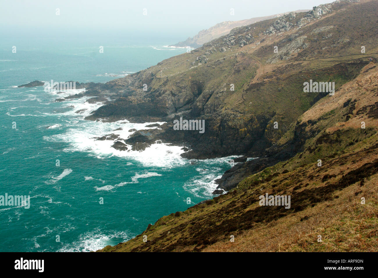 Europe England Cornwall view of ocean from the coastal path Stock Photo ...