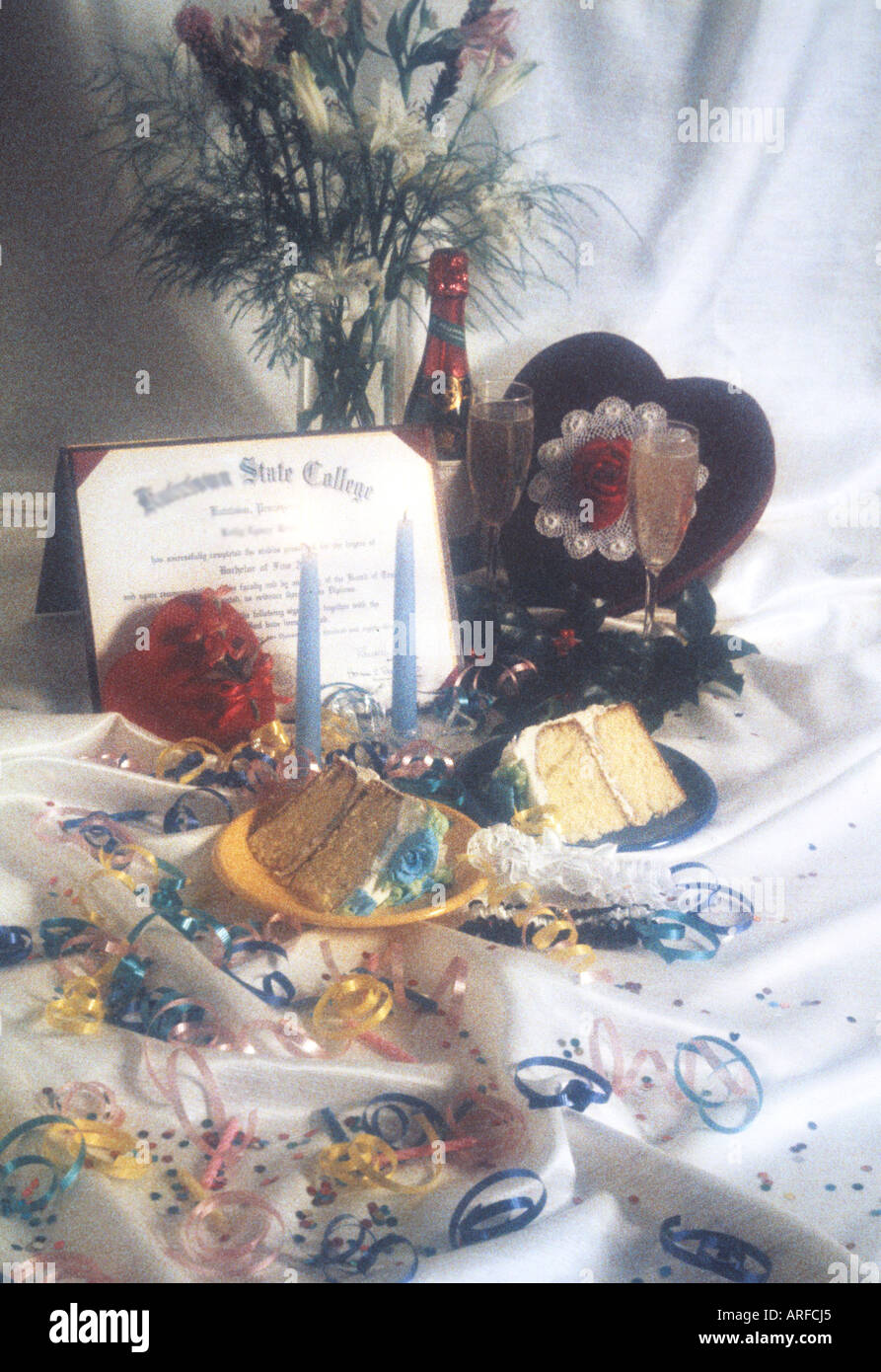 Graduation party still life Stock Photo - Alamy