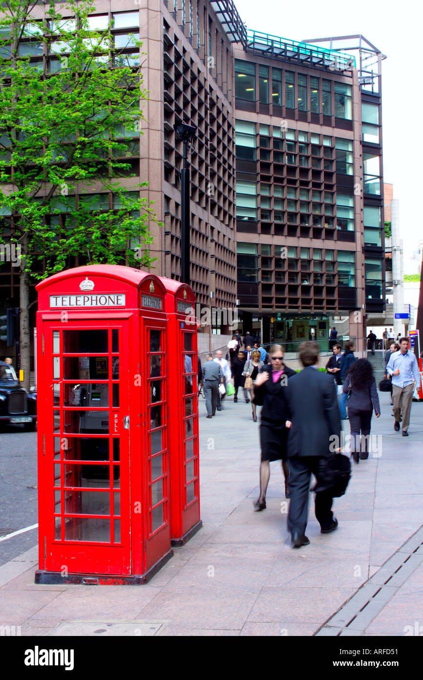 red telephone box in Liverpool street London Stock Photo - Alamy