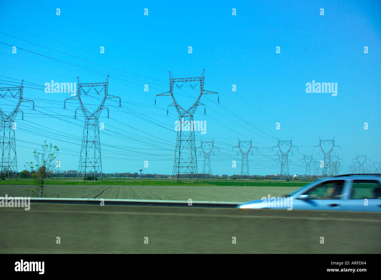 Electricity pylons in France Stock Photo - Alamy