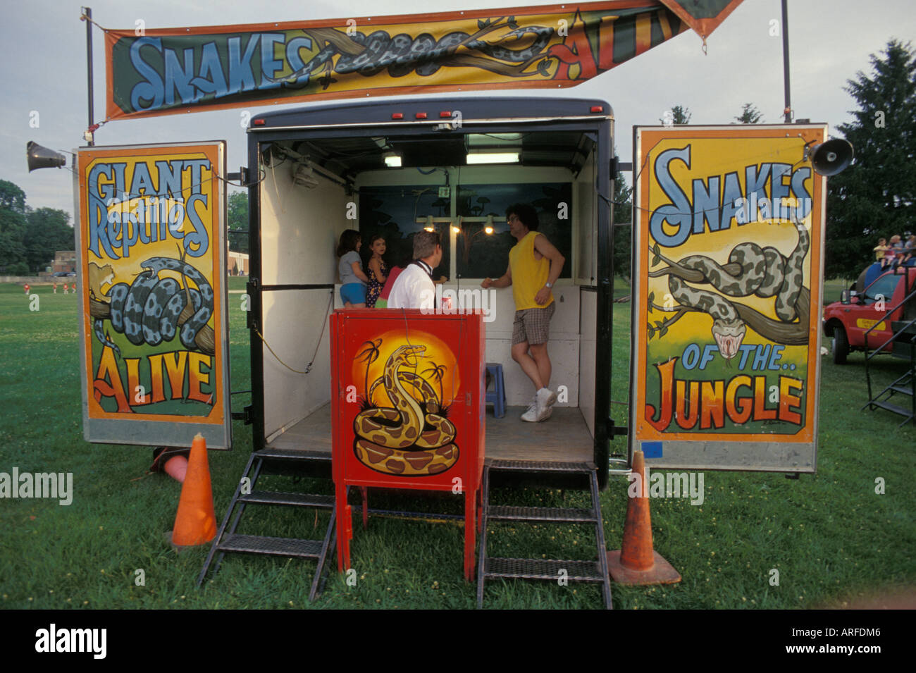 Kelly Miller Circus USA America American side show snake display Stock ...