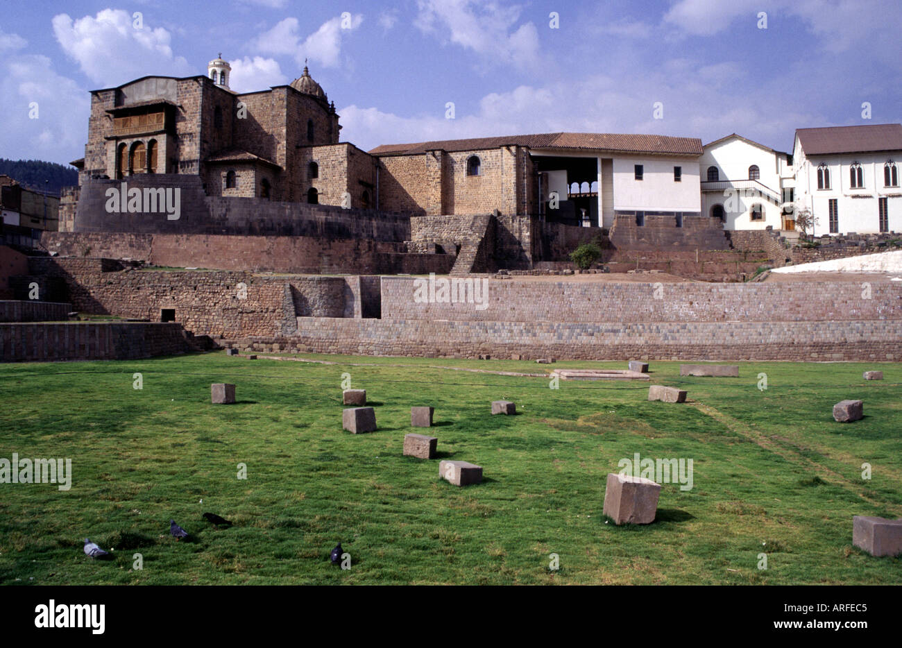 Fine Inca stonework lying the front lawn of Coricancha the colonial ...