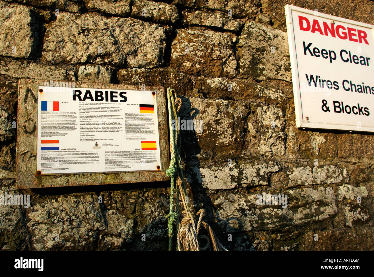 Europe England Cornwall Cadgwith public awareness signs Stock Photo - Alamy