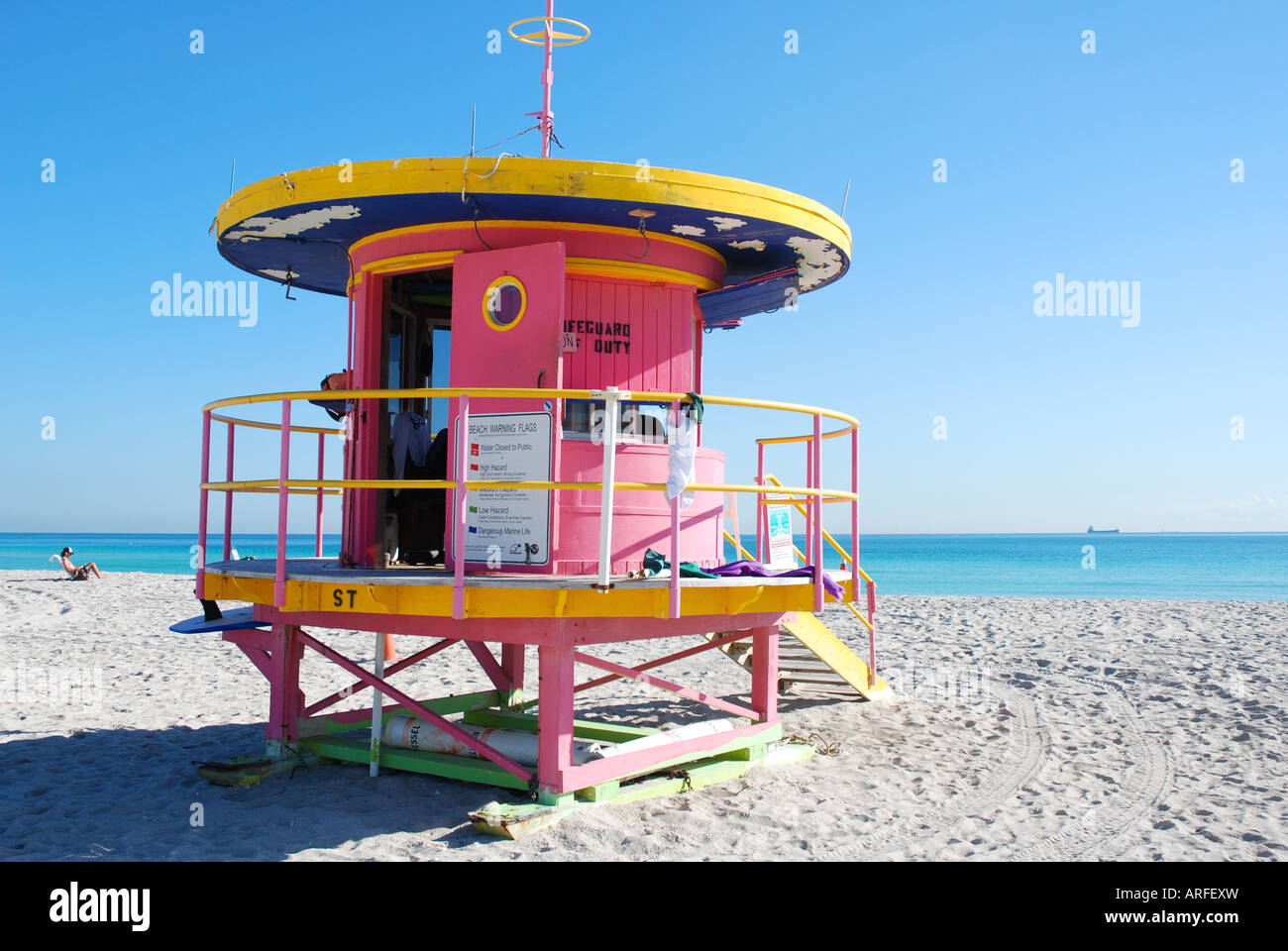 Life guard hut Miami Beach Florida Stock Photo - Alamy