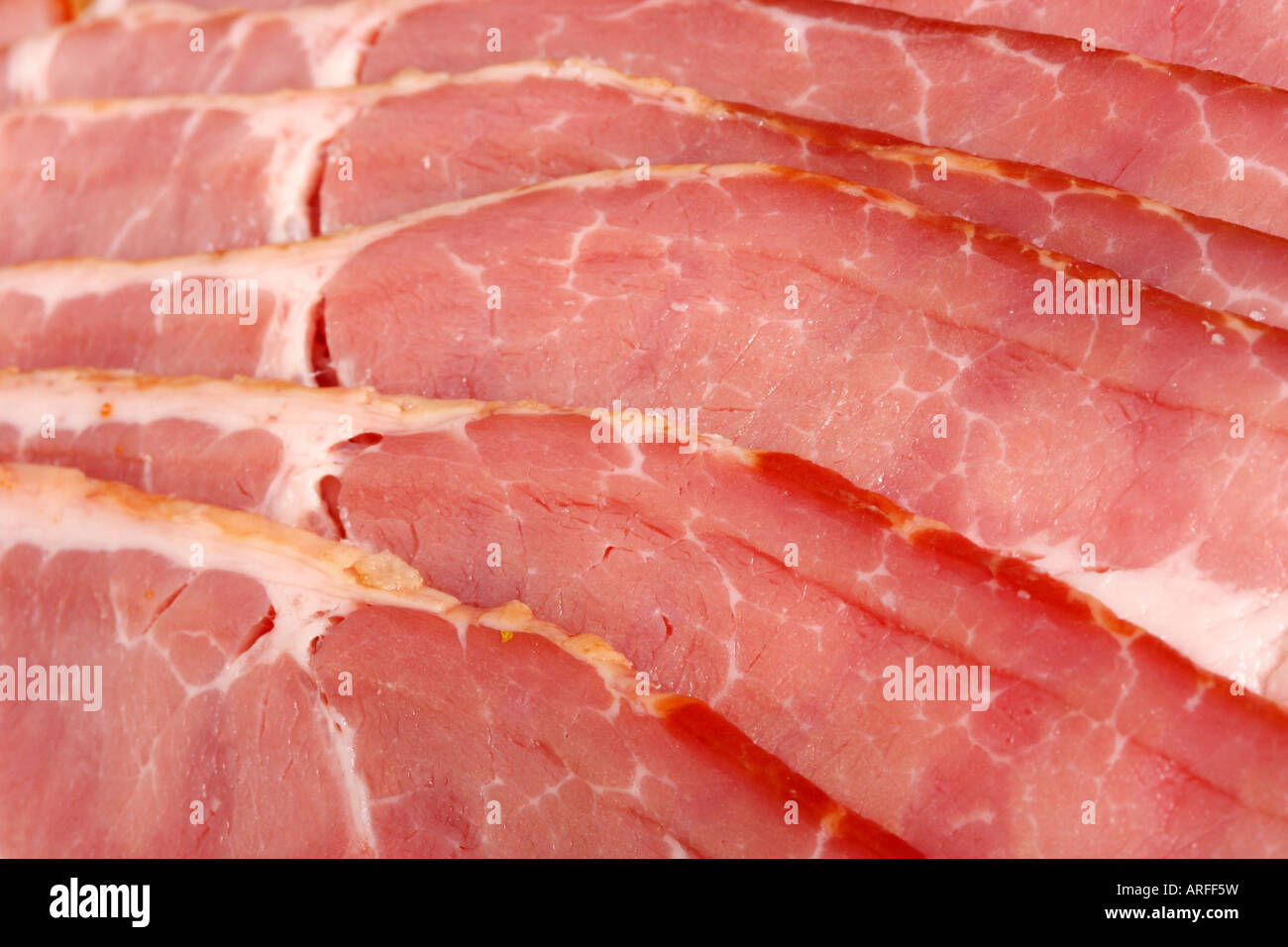 Raw pork bacon meat fat food photo of a back bacon from above overhead ...