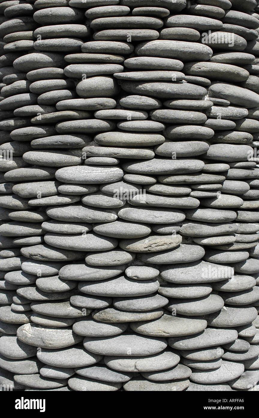 River stones stacked to make a pillar Close up 2004 Chris Cameron Stock ...