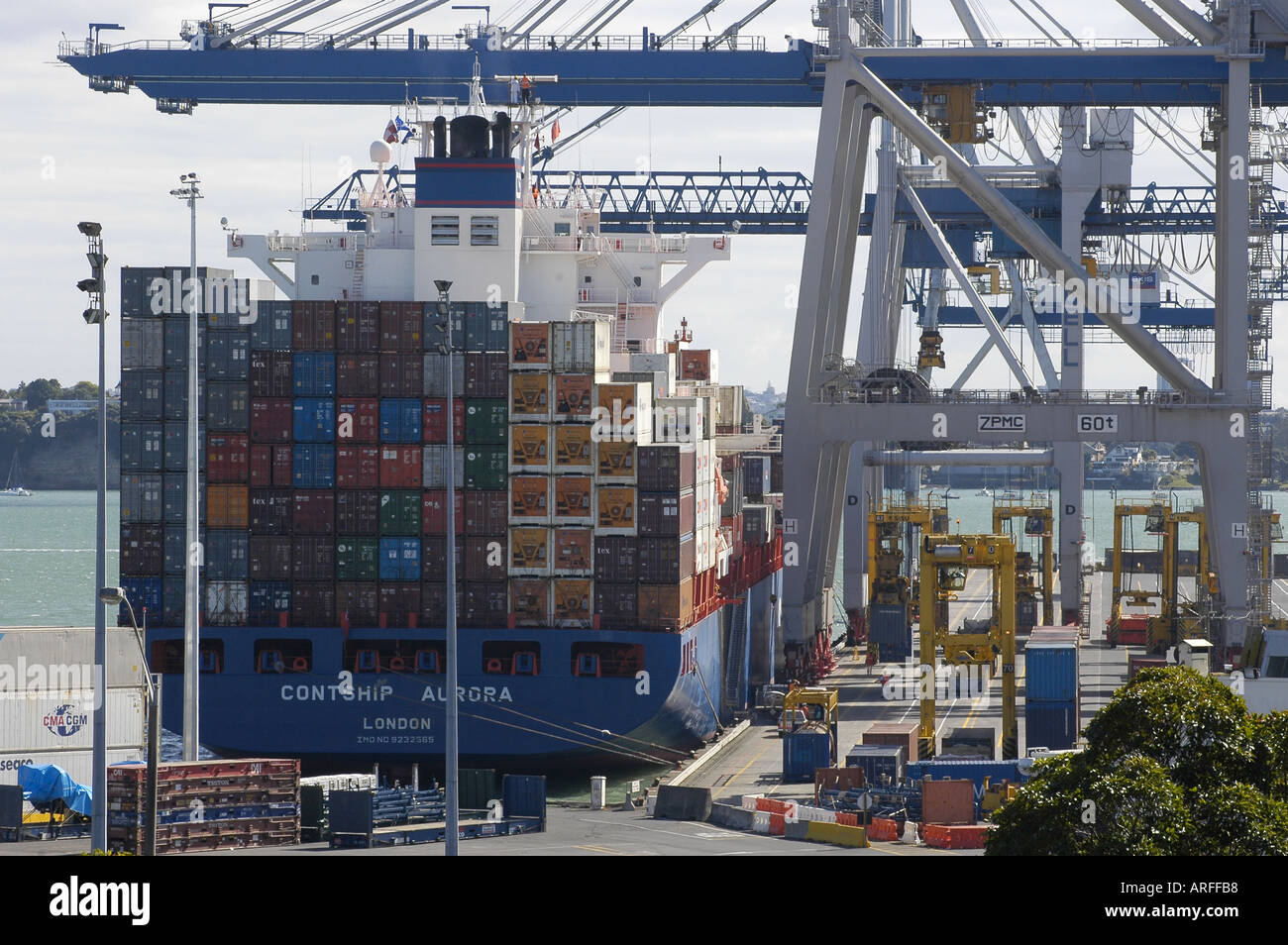 A Container ship is loaded Unloaded at the ports of Auckland container ...