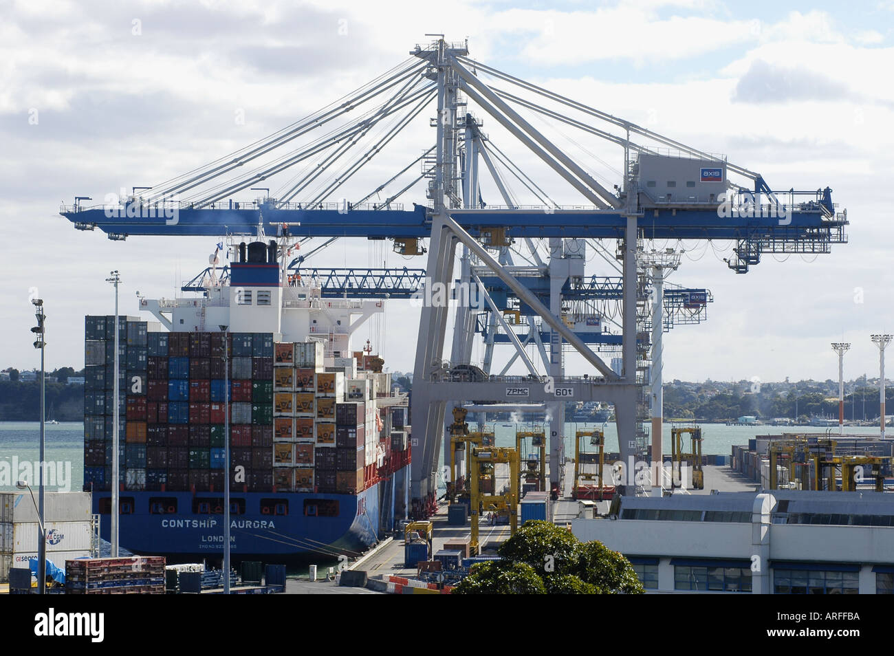 A Container ship is loaded Unloaded at the ports of Auckland container ...