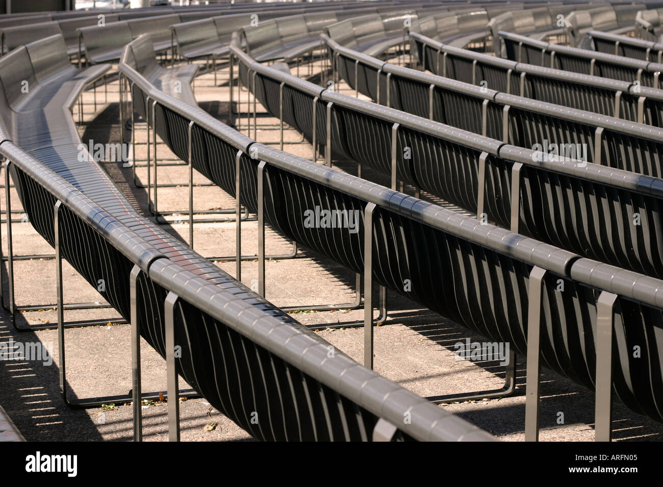 Empty bench of a concert place Stock Photo - Alamy
