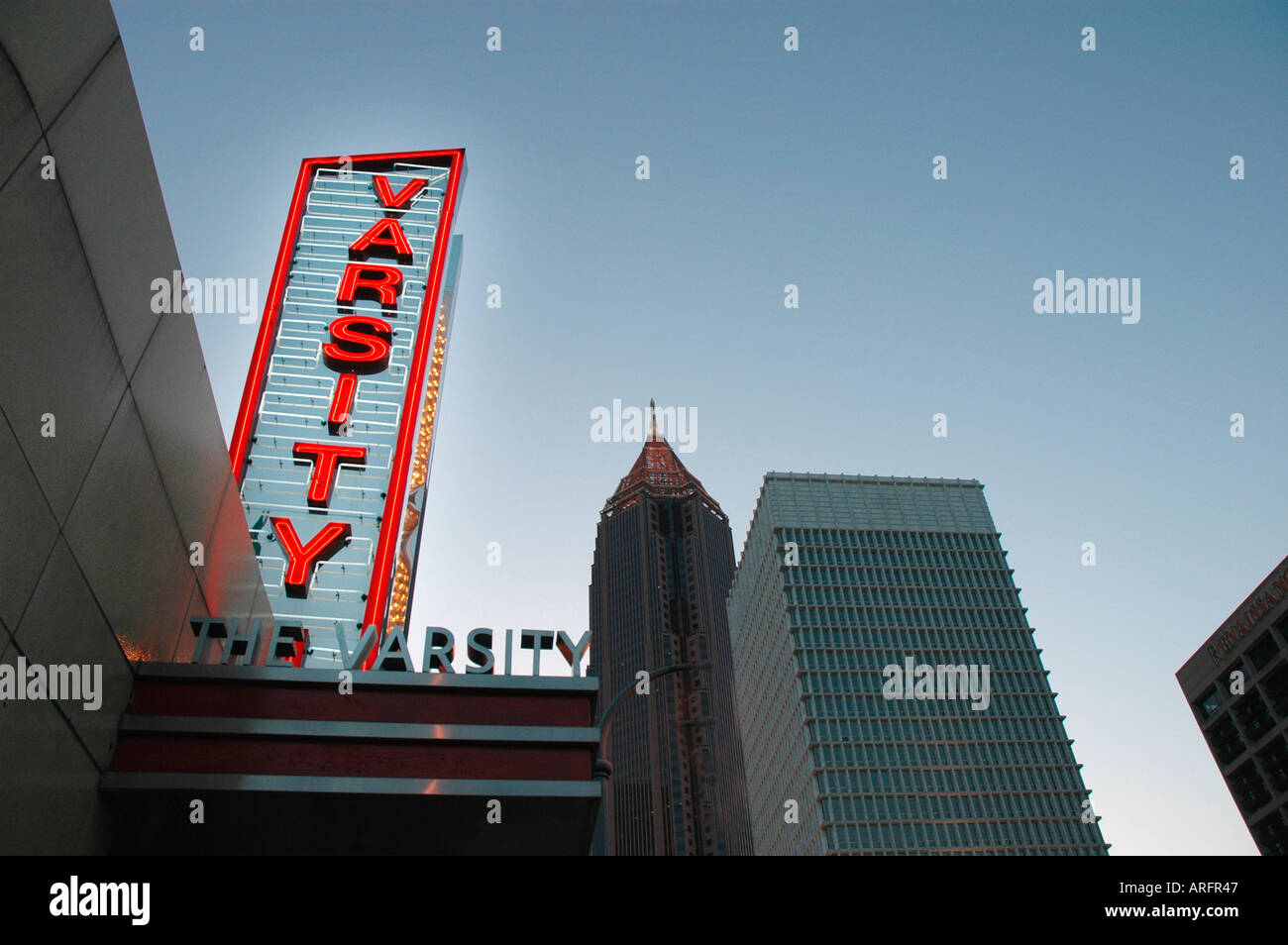 Atlanta Varsity at Georgia Tech on I75 I85 with Nations Bank Building ...