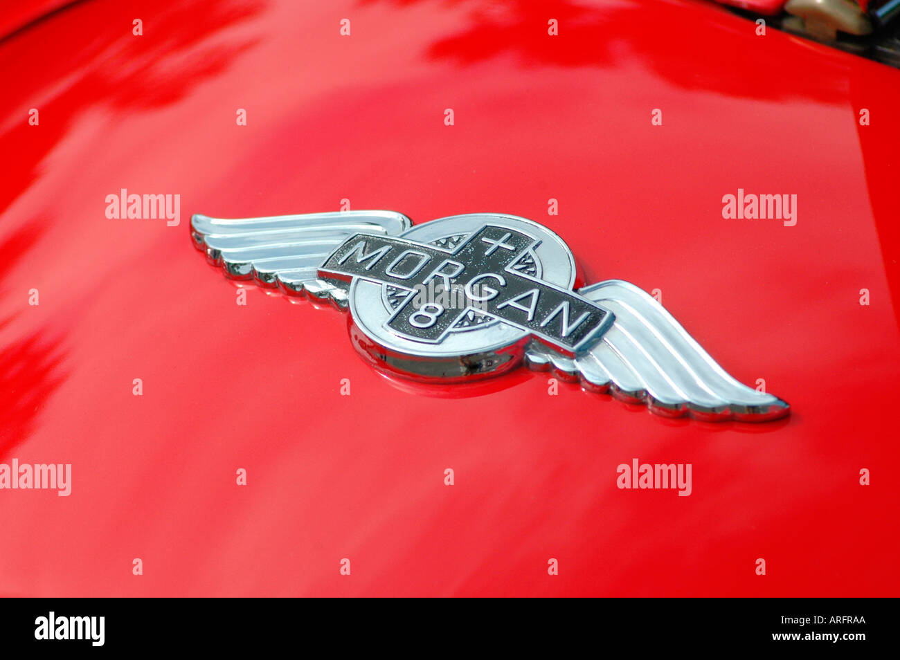 Car logos for real Morgan +4 and +8 and badges at car show for ...