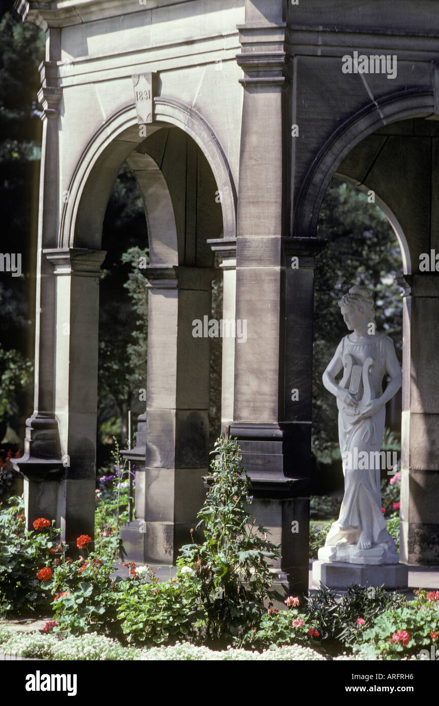 formal garden statue flowers harp lyre mood moody mystery fantasy Stock ...