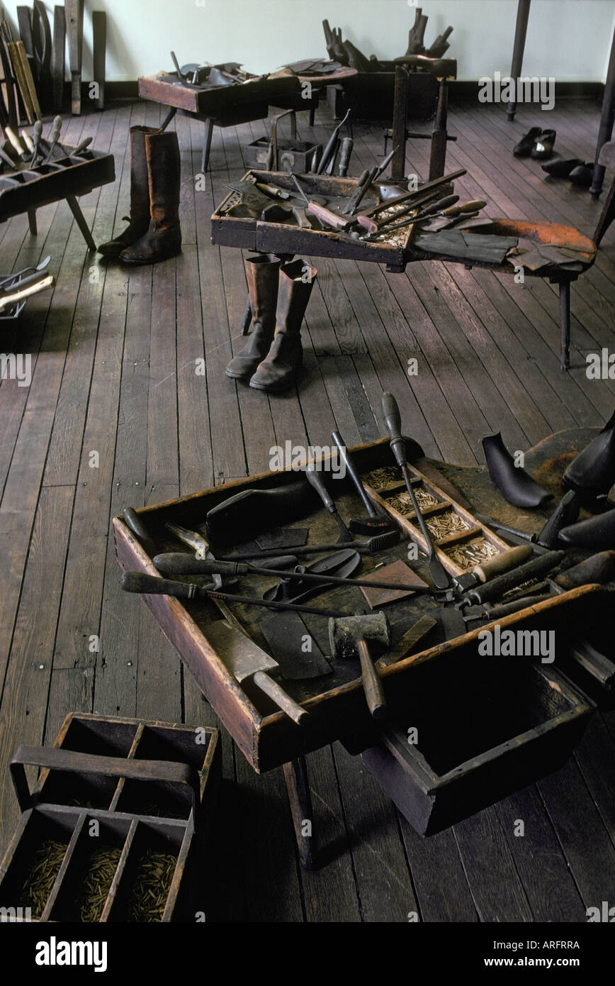 cobblers shoe makers factory assembly area boots mallets tools cobbler ...