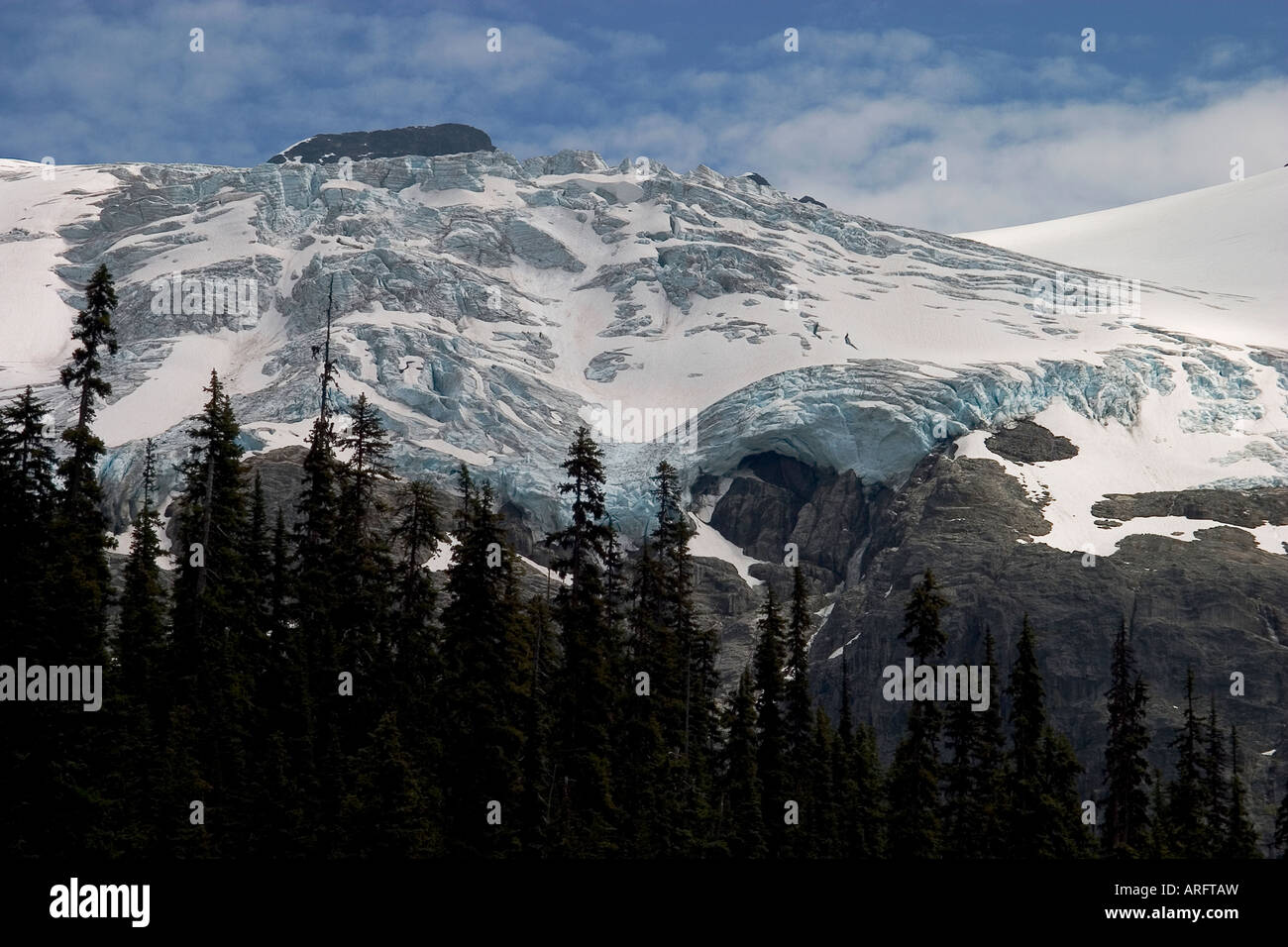 The Matier glacier seen from the first lake of the three Joffre lakes ...