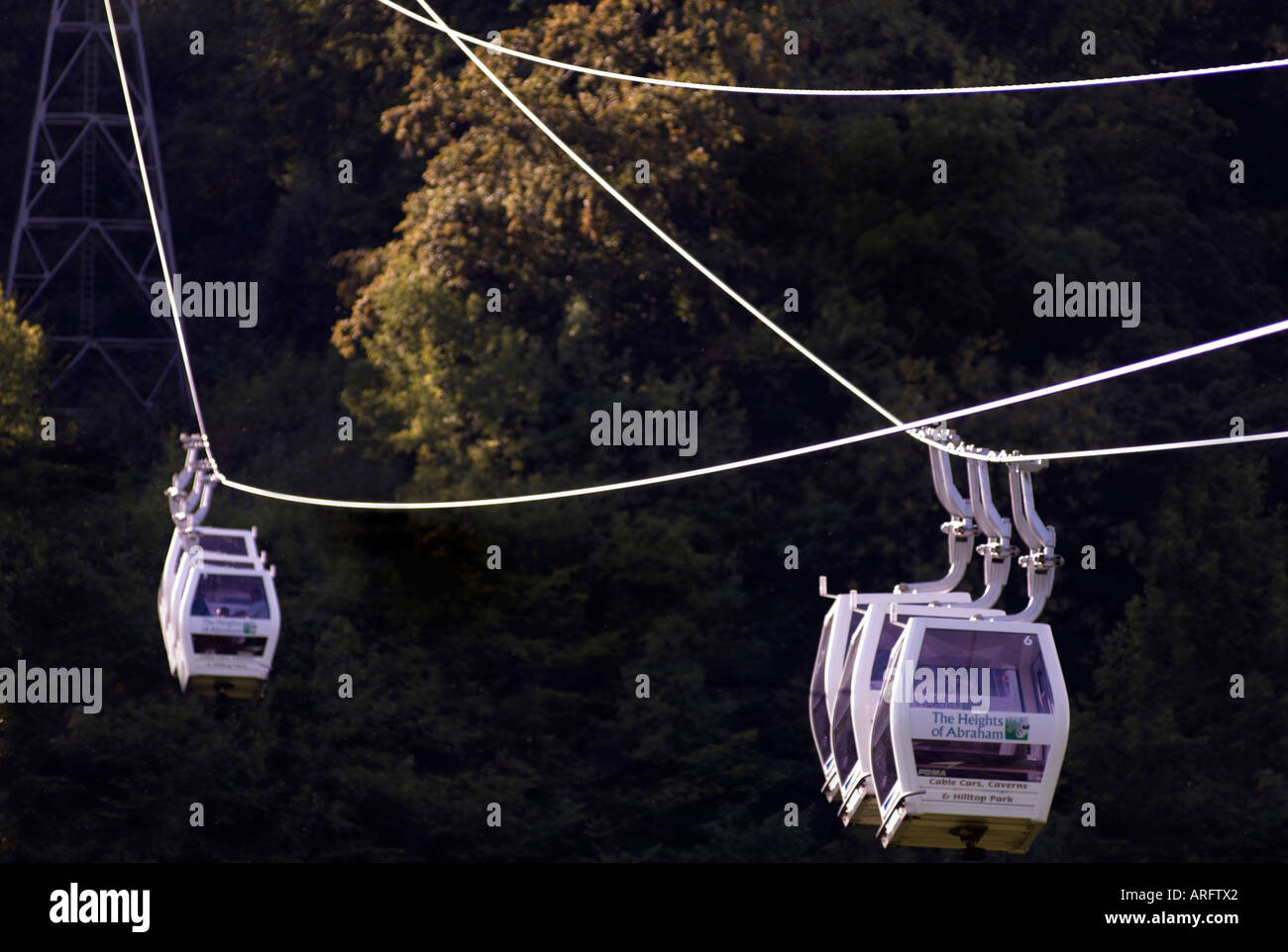 Cable cars at the "Heights of Abraham "at "Matlock Bath" in Derbyshire ...