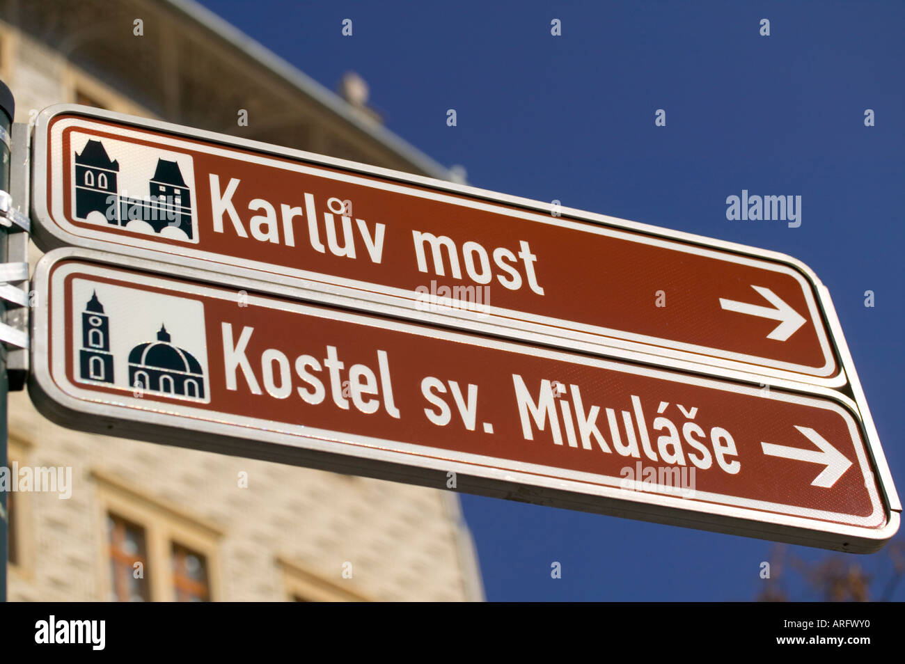 Street sign post Prague Czech Republic Stock Photo - Alamy