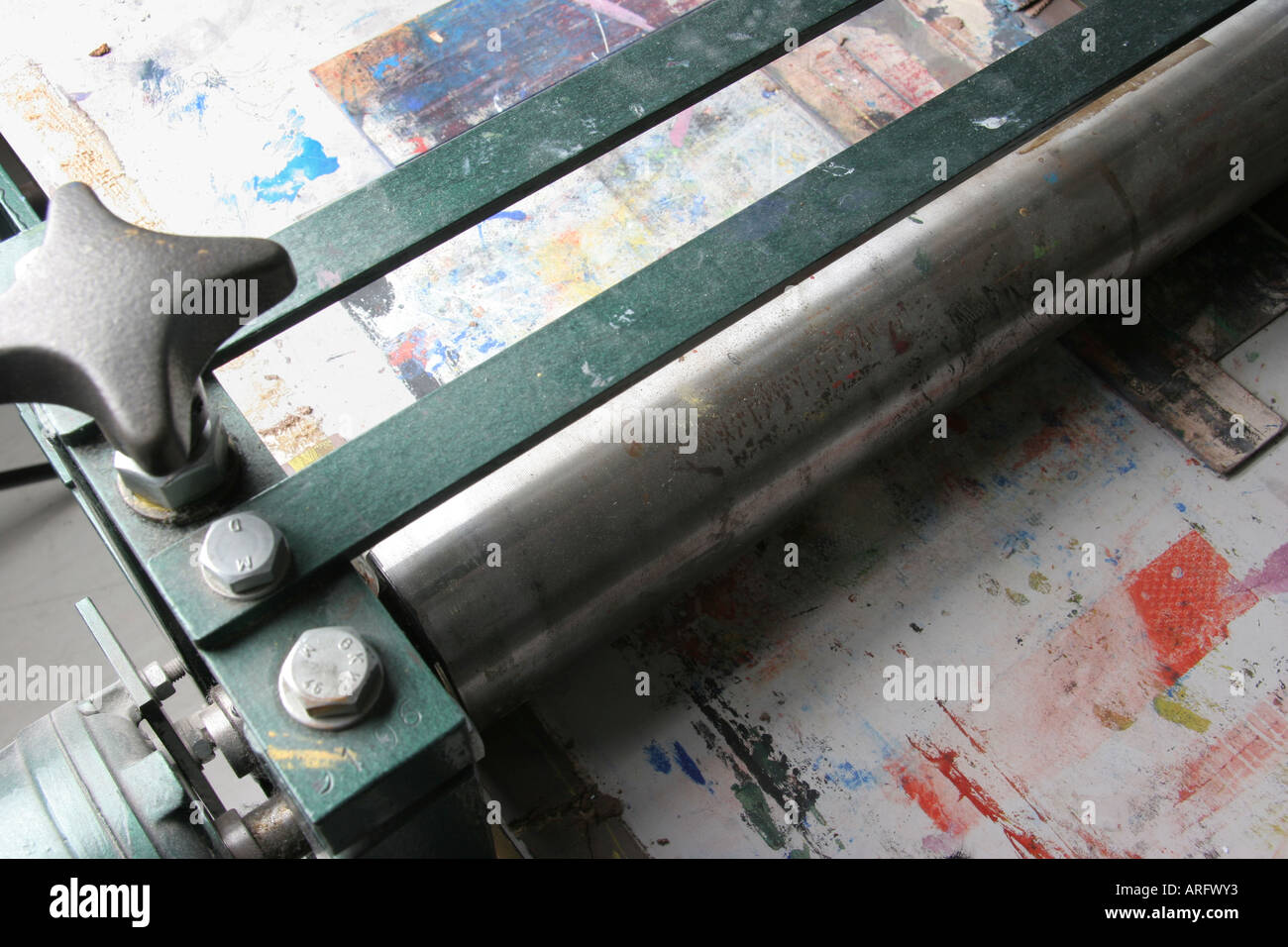 Printing press in an art classroom Stock Photo - Alamy