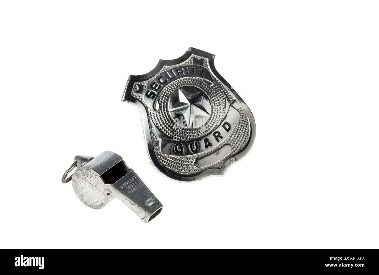 Security guard badge and whistle Stock Photo - Alamy