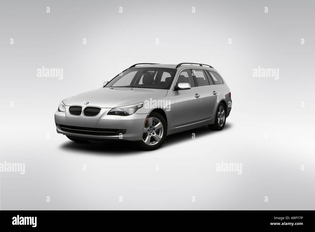 2008 BMW 5-Series 535xi Sports Wagon in Silver - Front angle view Stock ...