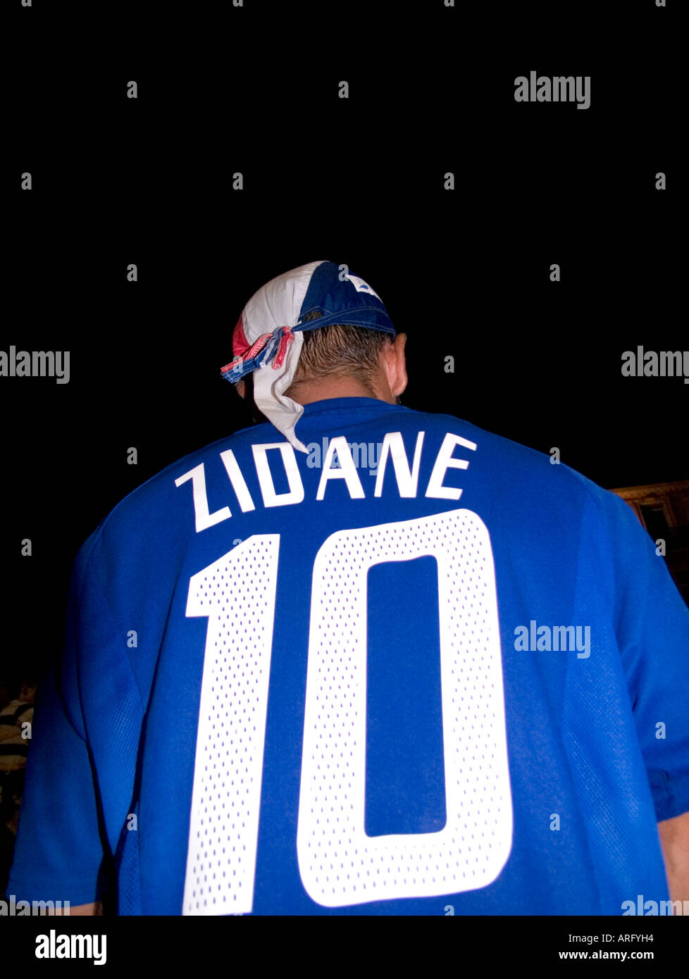 back of french male supporter wearing football shirt with number ten ...