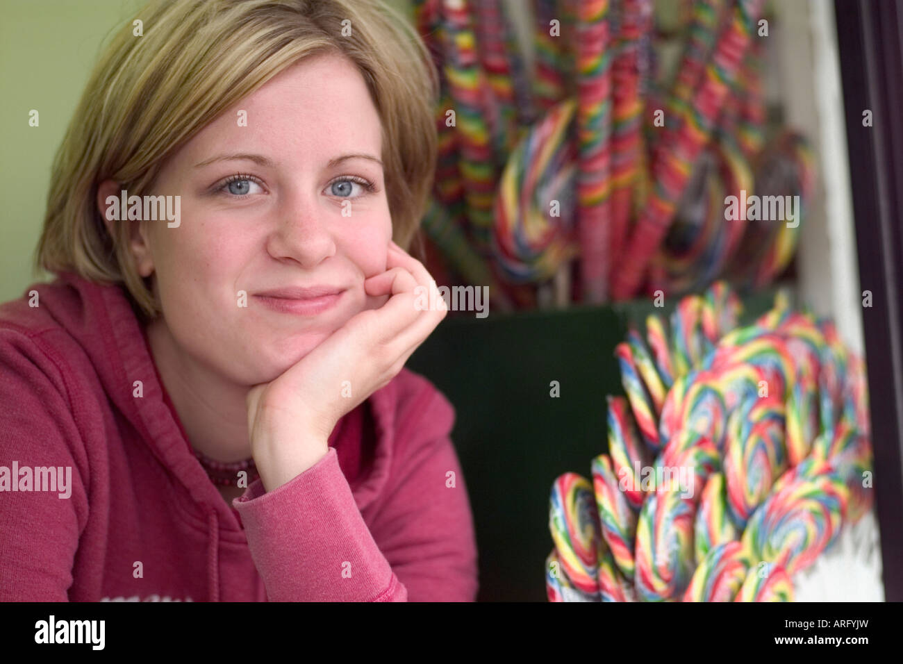 Candy vendor portrait Stock Photo - Alamy