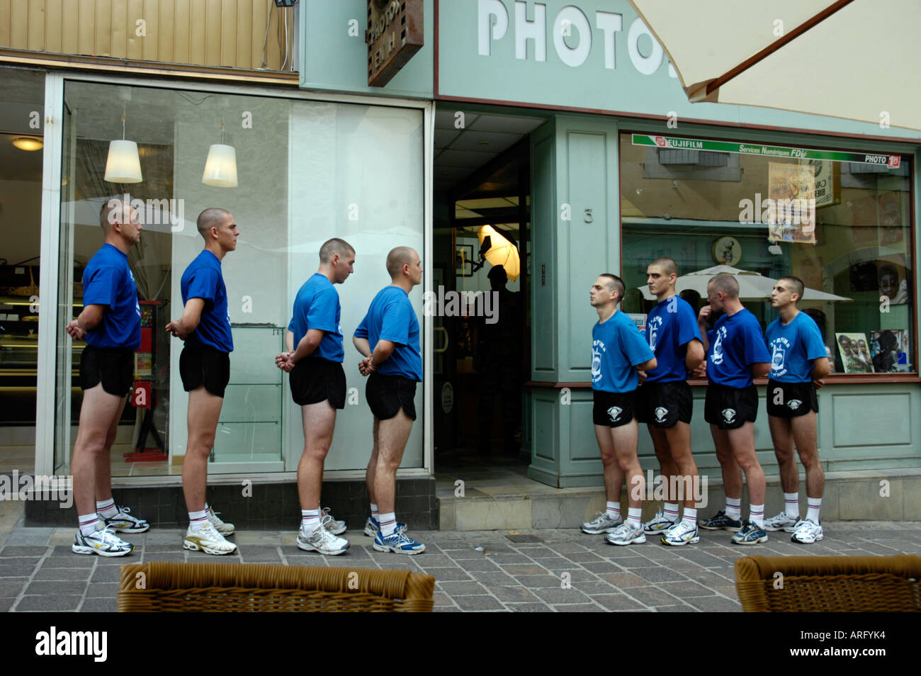 french cadets await their turn in regimental queues to have identity ...