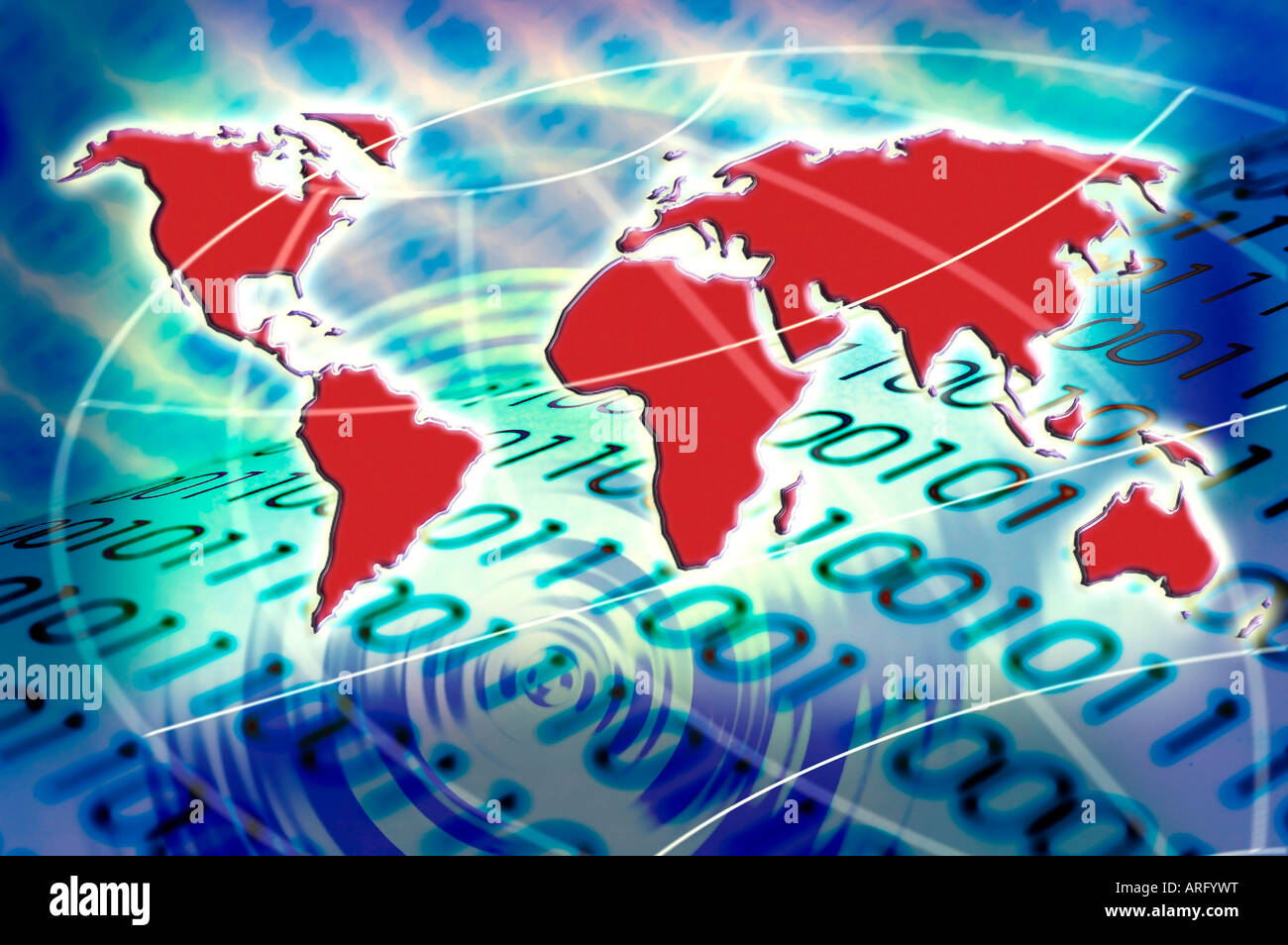 Map of Earth on binary code Stock Photo - Alamy