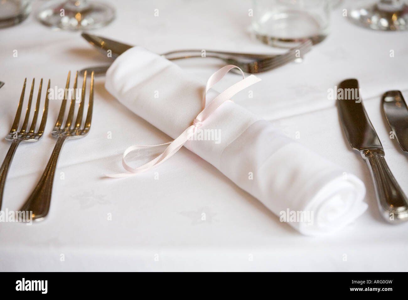 Wedding Breakfast table setting Stock Photo - Alamy