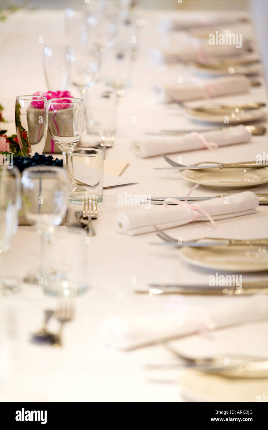 Wedding breakfast table Stock Photo - Alamy