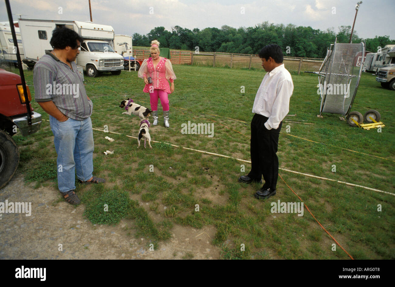 performers take break practice between show acts dogs jump leap over ...