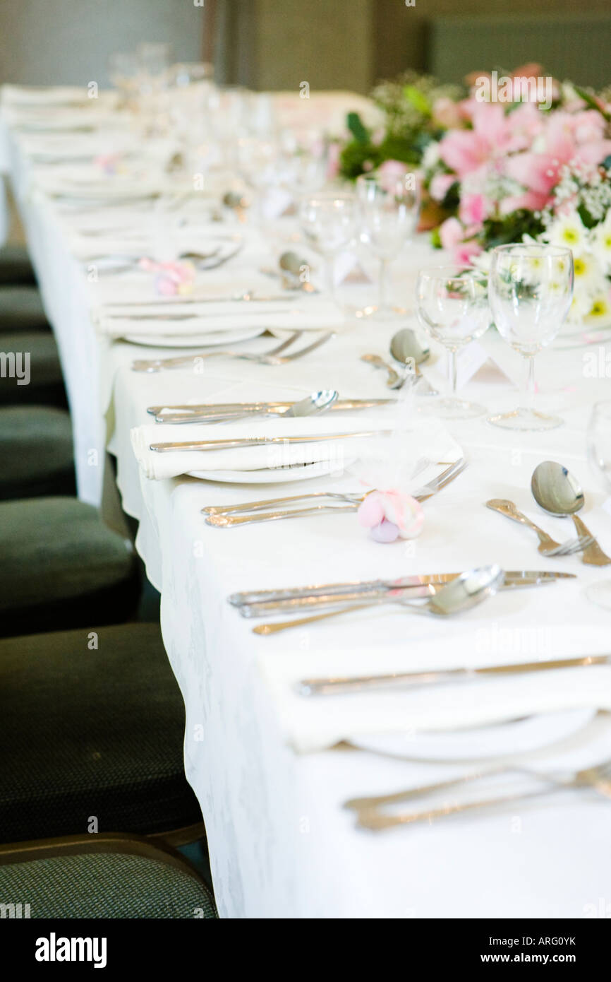 Wedding Breakfast Table Stock Photo - Alamy
