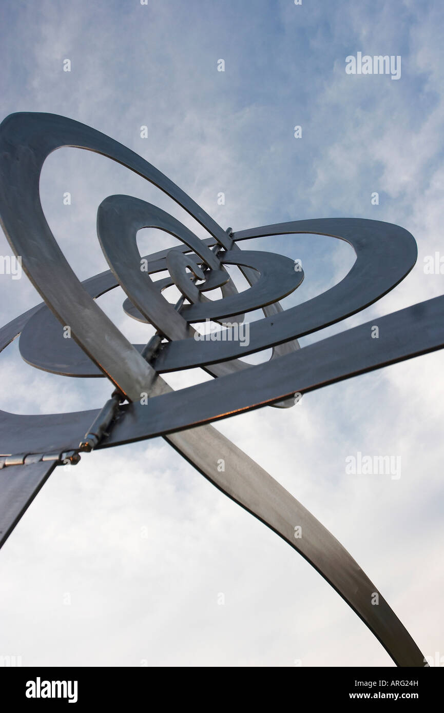 A stainless steel abstract sculpture by Dayton artist Jeff Rutledge ...