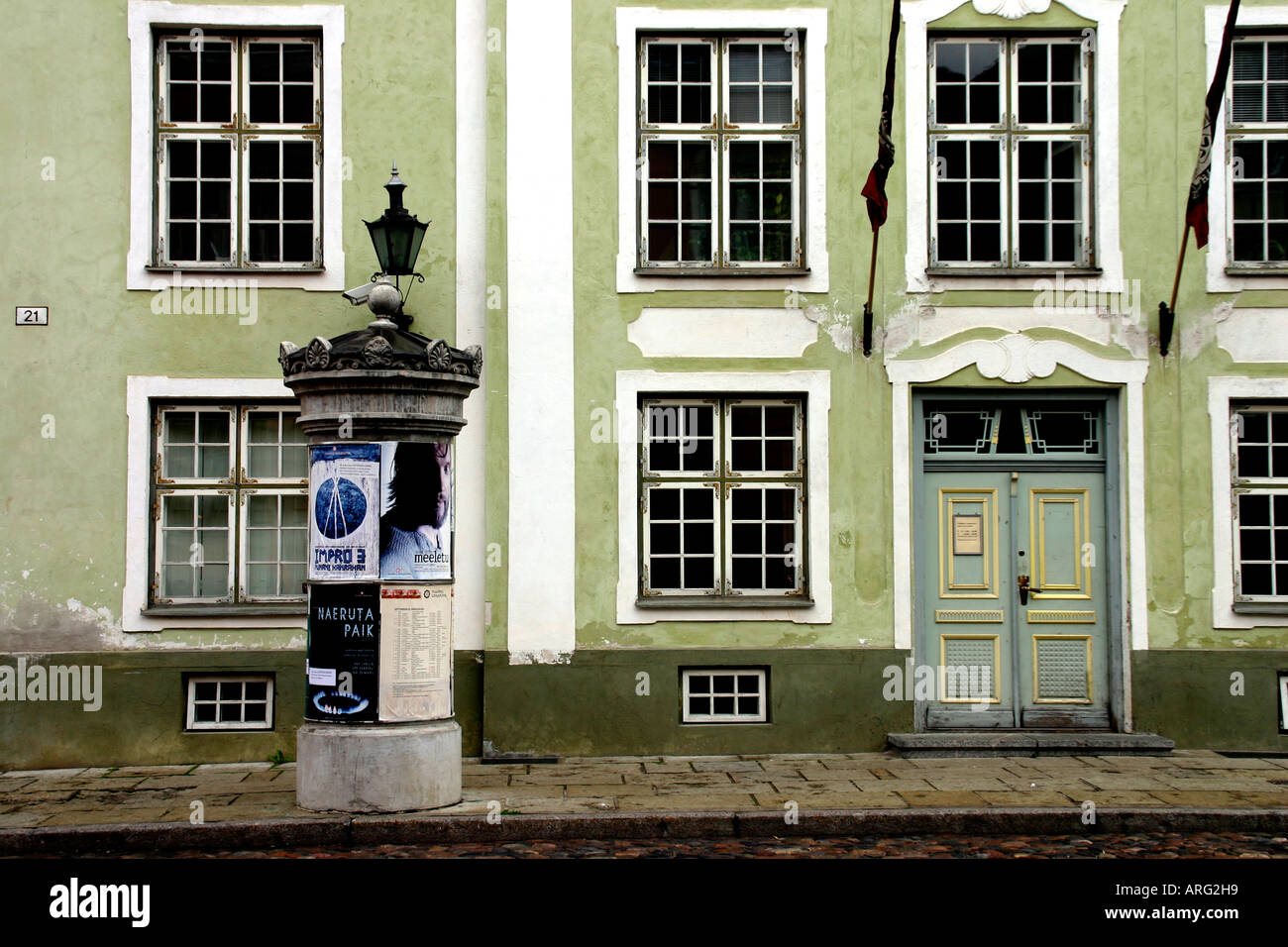 The elegant facade of a building in the Old Town area of Tallinn ...