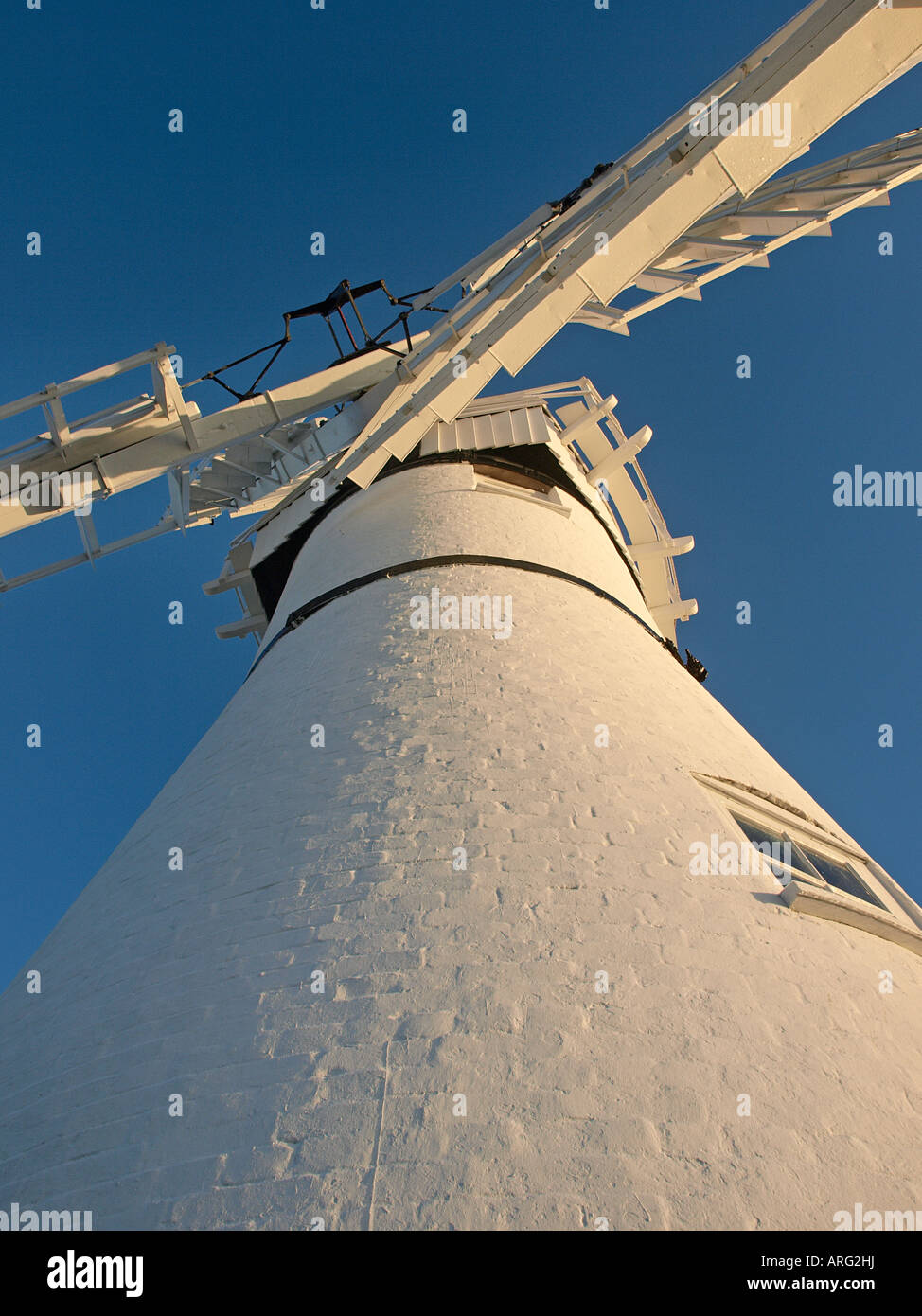 A WHITE PAINTED THURNE WINDMILL USED FOR DRAINAGE OF DYKES ON THE ...