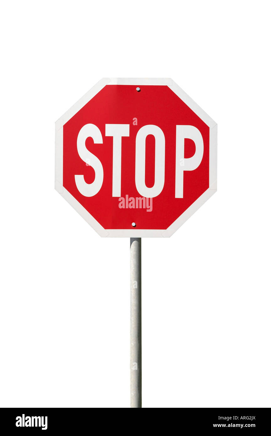 Stop sign on white background Stock Photo - Alamy
