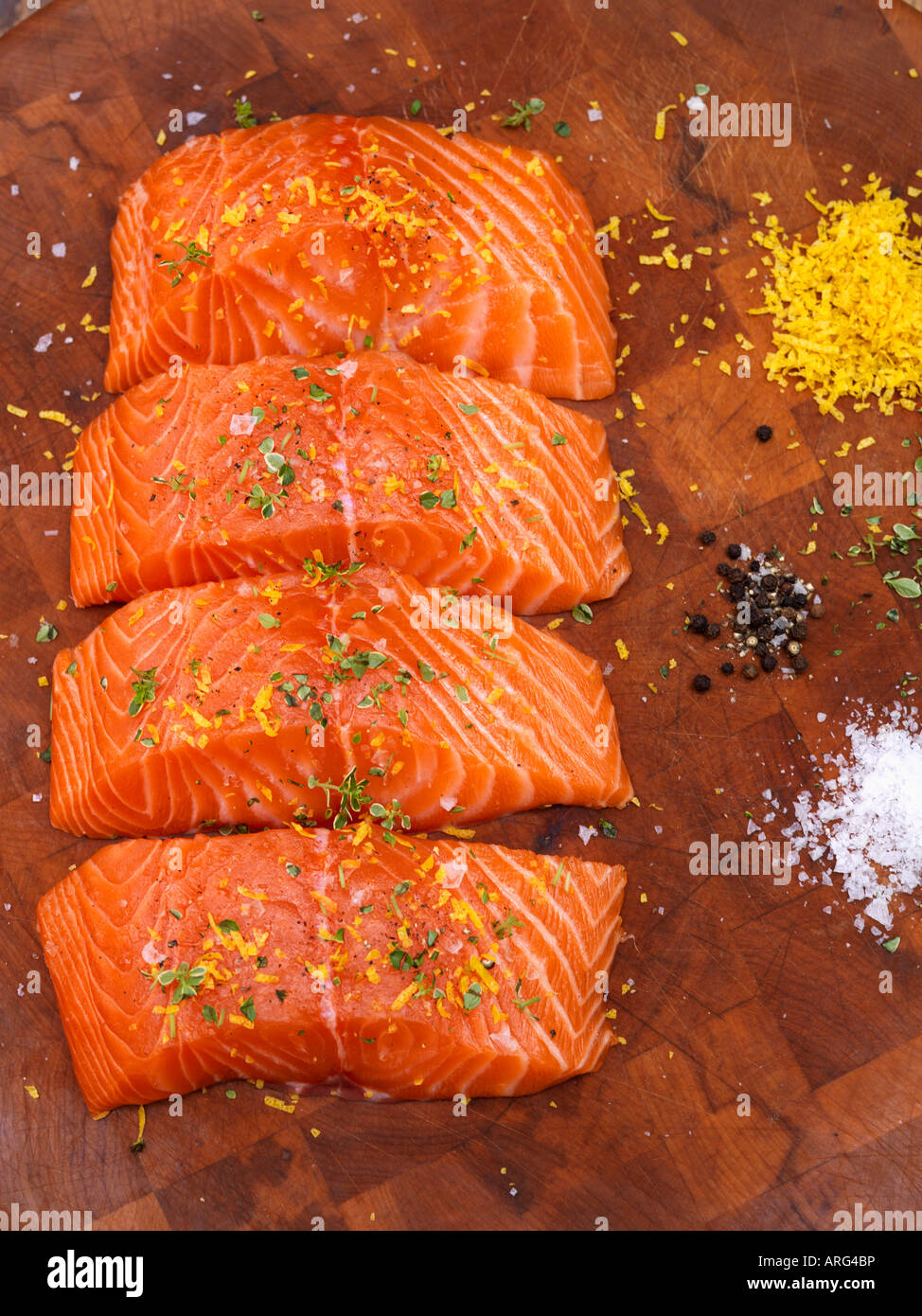 Raw Fish and Spices Stock Photo - Alamy