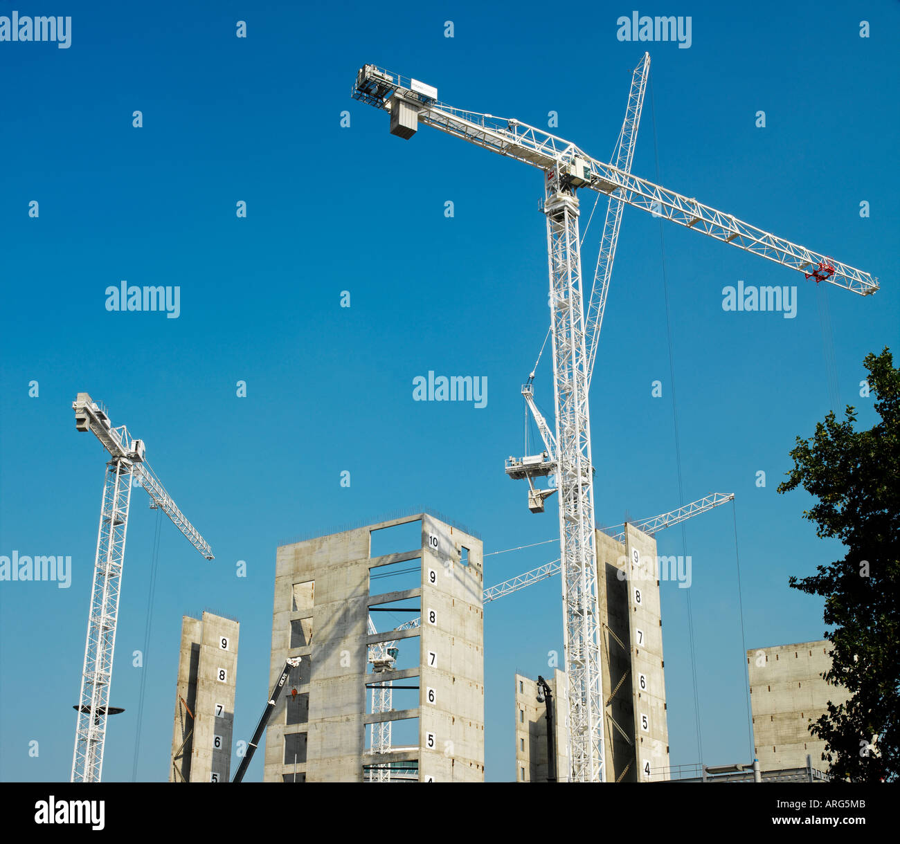 steel cranes on construction site Stock Photo - Alamy