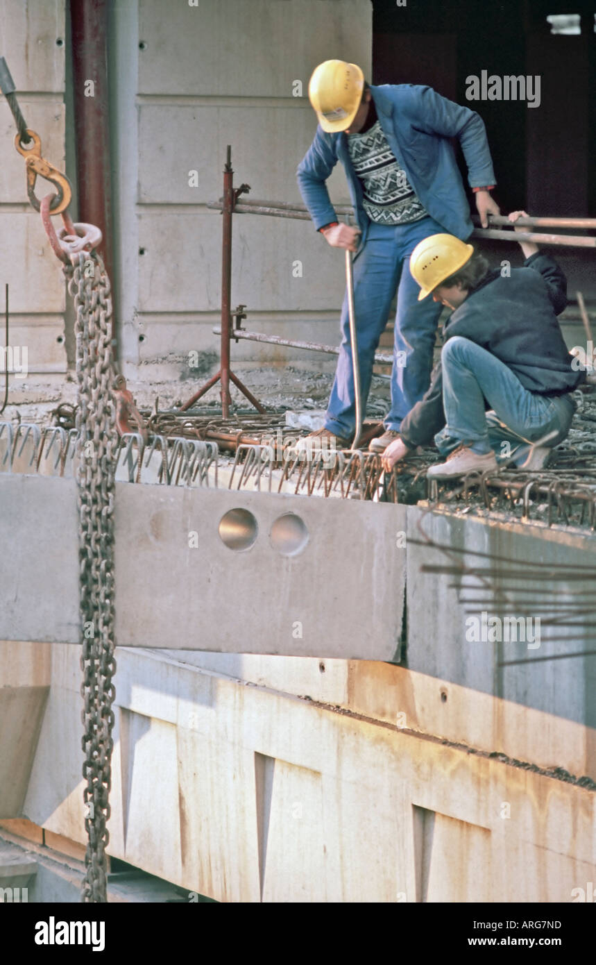 PARIS France, Construction Crew in Hard hats, Working on Cement ...