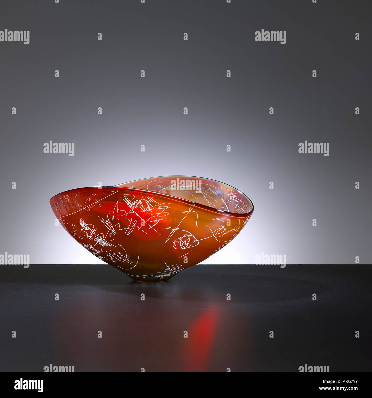 Red-Orange Glass Bowl Stock Photo - Alamy
