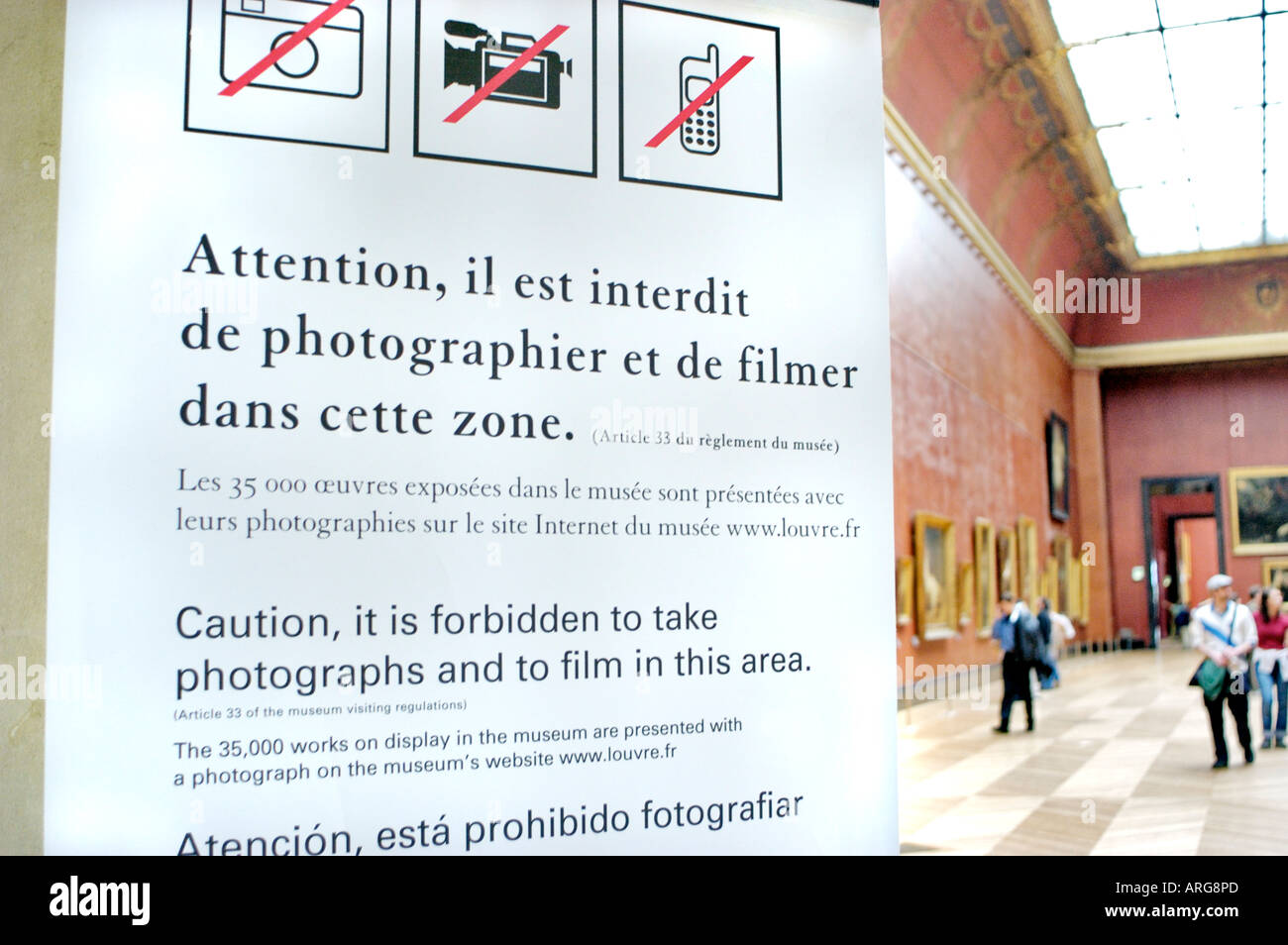 Paris France, Close up, museum sign rules, Monuments Interior Louvre ...