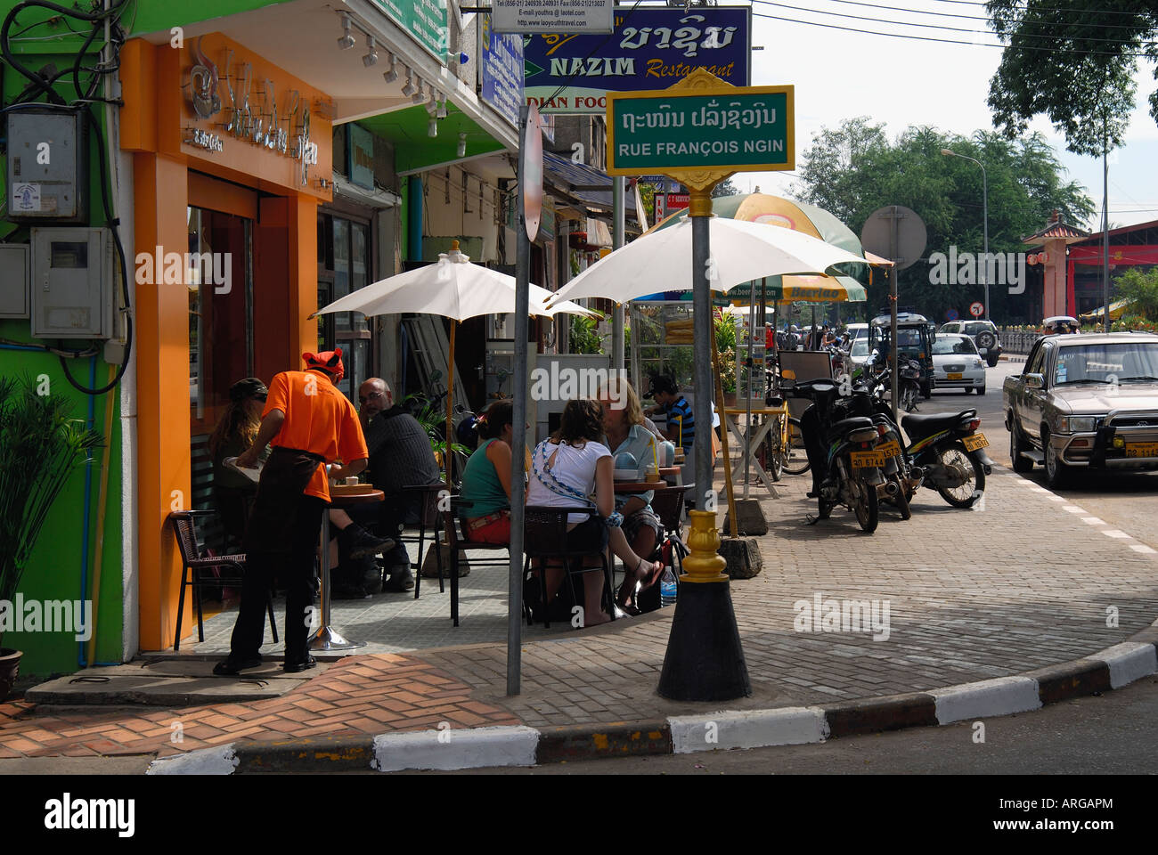 Corner cafe in Vientiane,Laos Stock Photo - Alamy