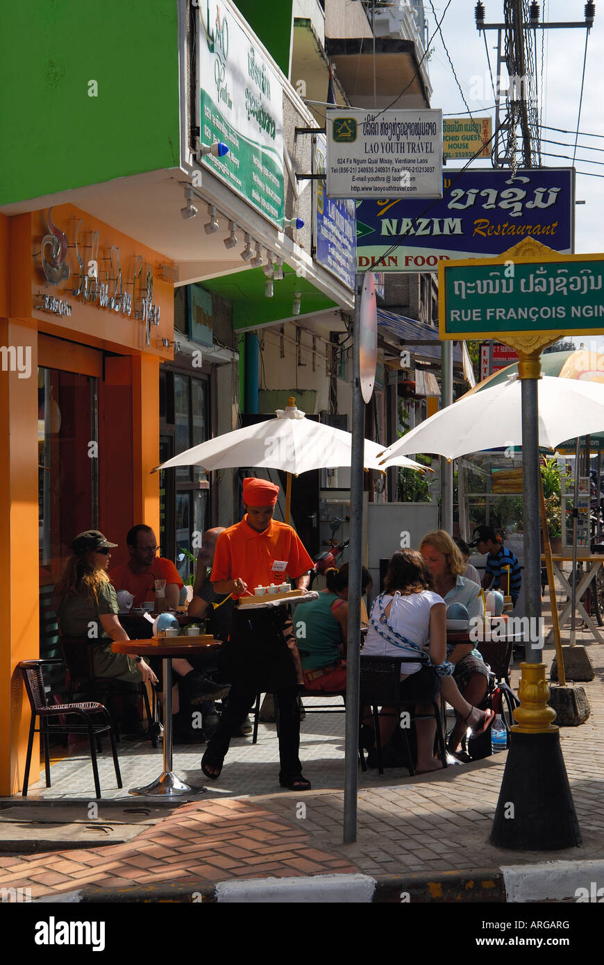 Corner cafe in Vientiane Laos Stock Photo - Alamy