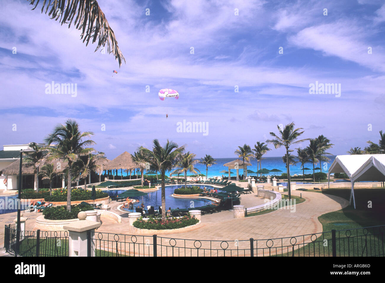 Cancun Mexico Beautiful Resort Pool and Beach Stock Photo - Alamy
