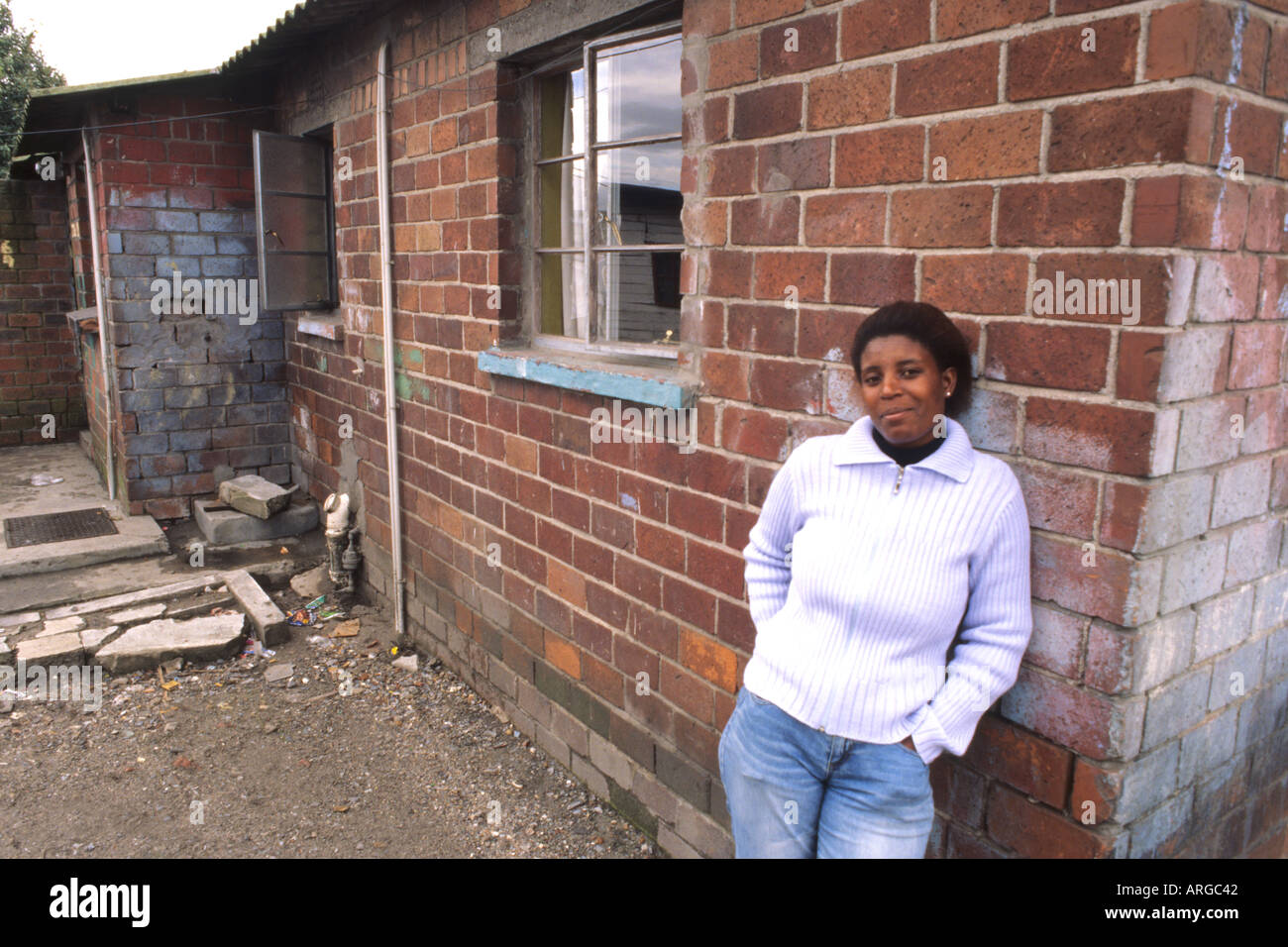 Poverty Stricken Woman in South African Shanty Town Stock Photo - Alamy