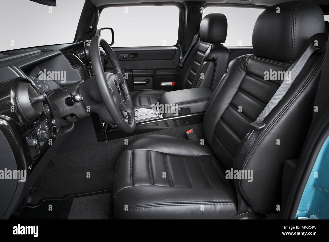 2007 Hummer H2 Glacier Blue Edition in Blue - Front seats Stock Photo ...
