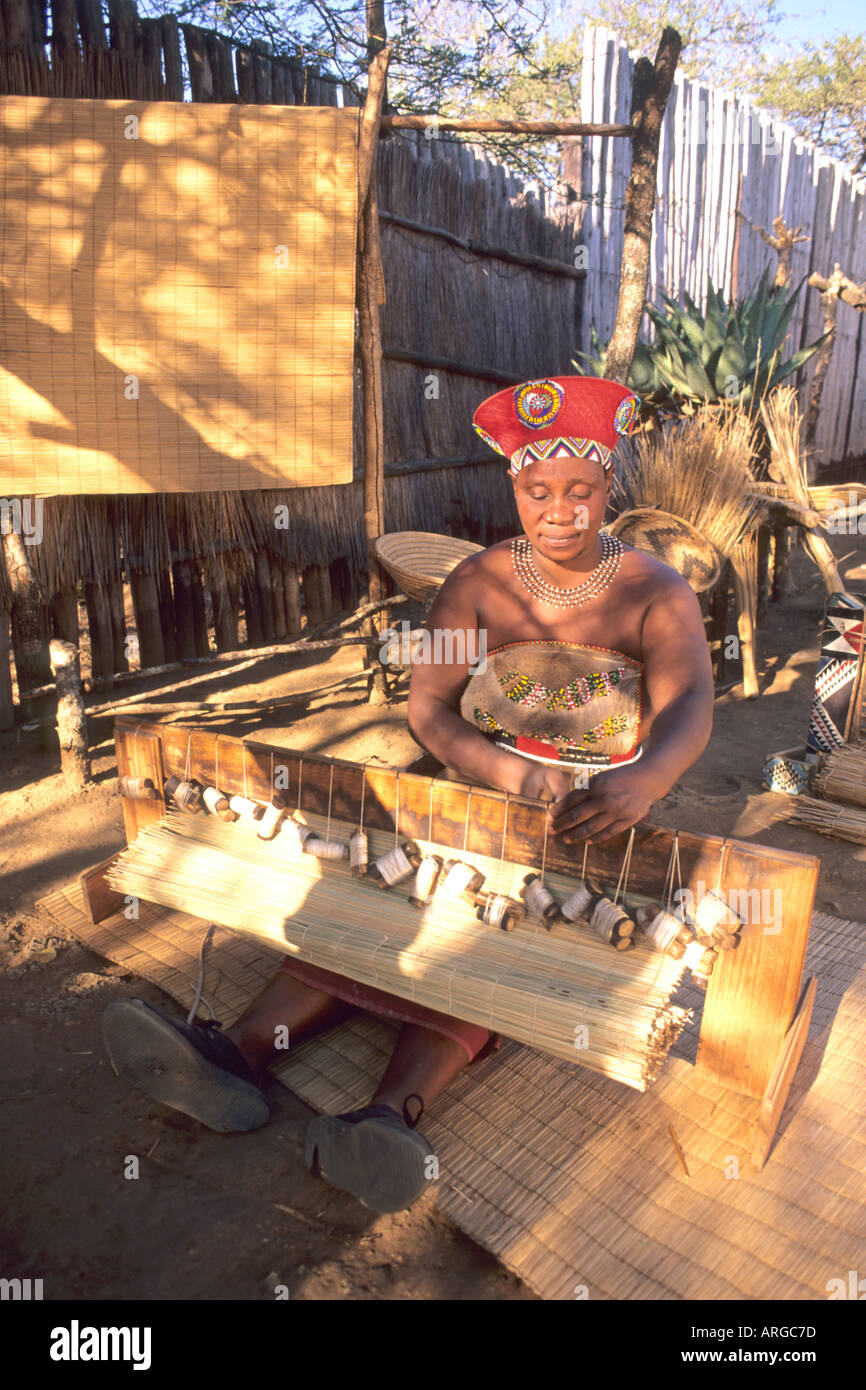 Woman Making Floor Mat Native Zulu Tribe at Shakaland Center South ...